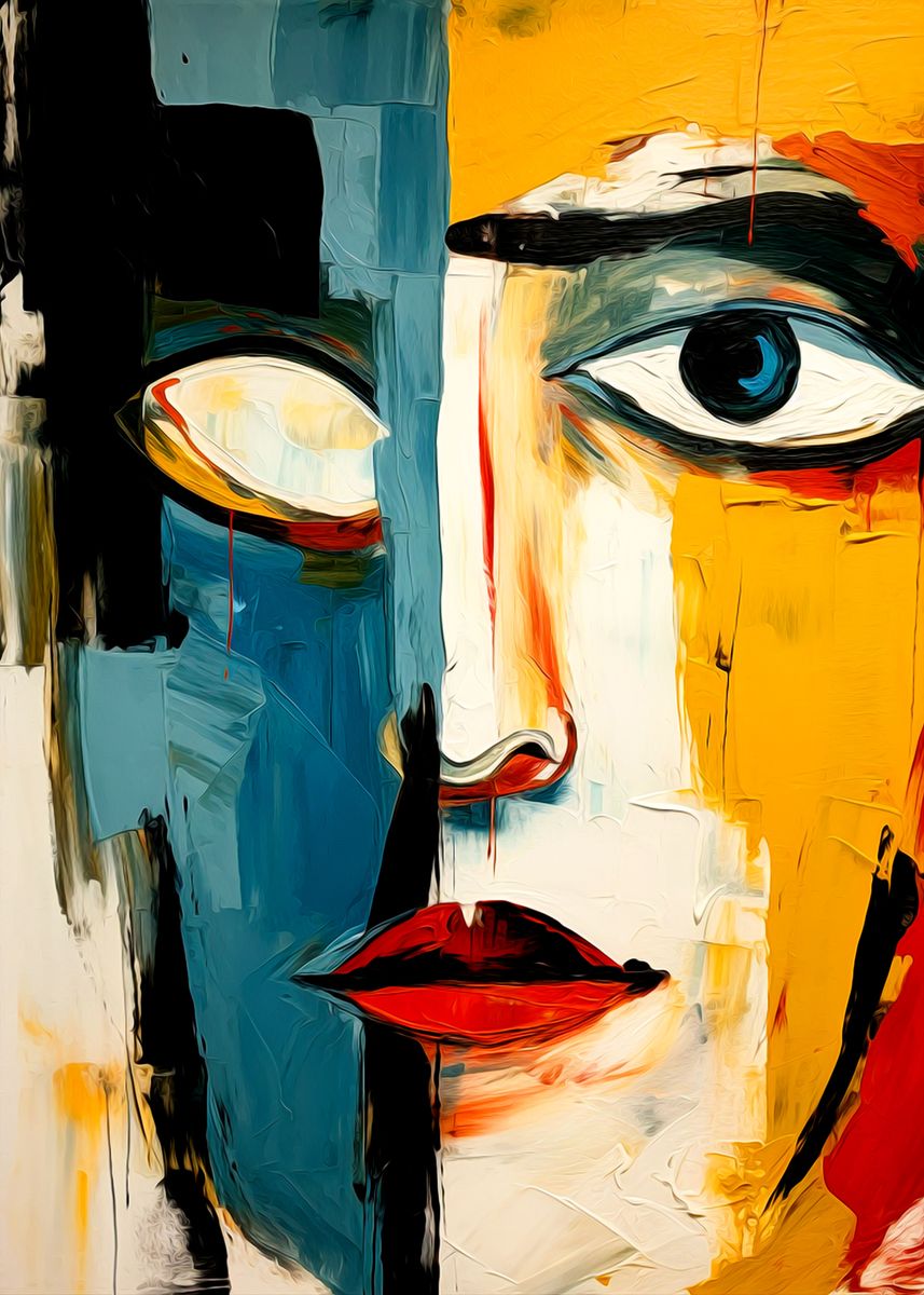 'Abstract Woman Face' Poster, picture, metal print, paint by Nemory ...