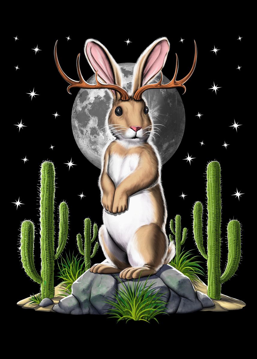 'Jackalope Cryptid Rabbit' Poster, picture, metal print, paint by ...