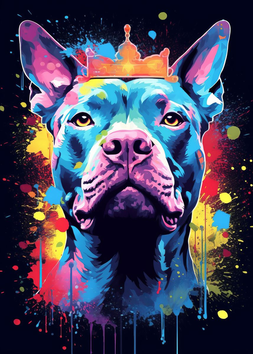 'Pit Bull Crown Pitbull' Poster, picture, metal print, paint by ...
