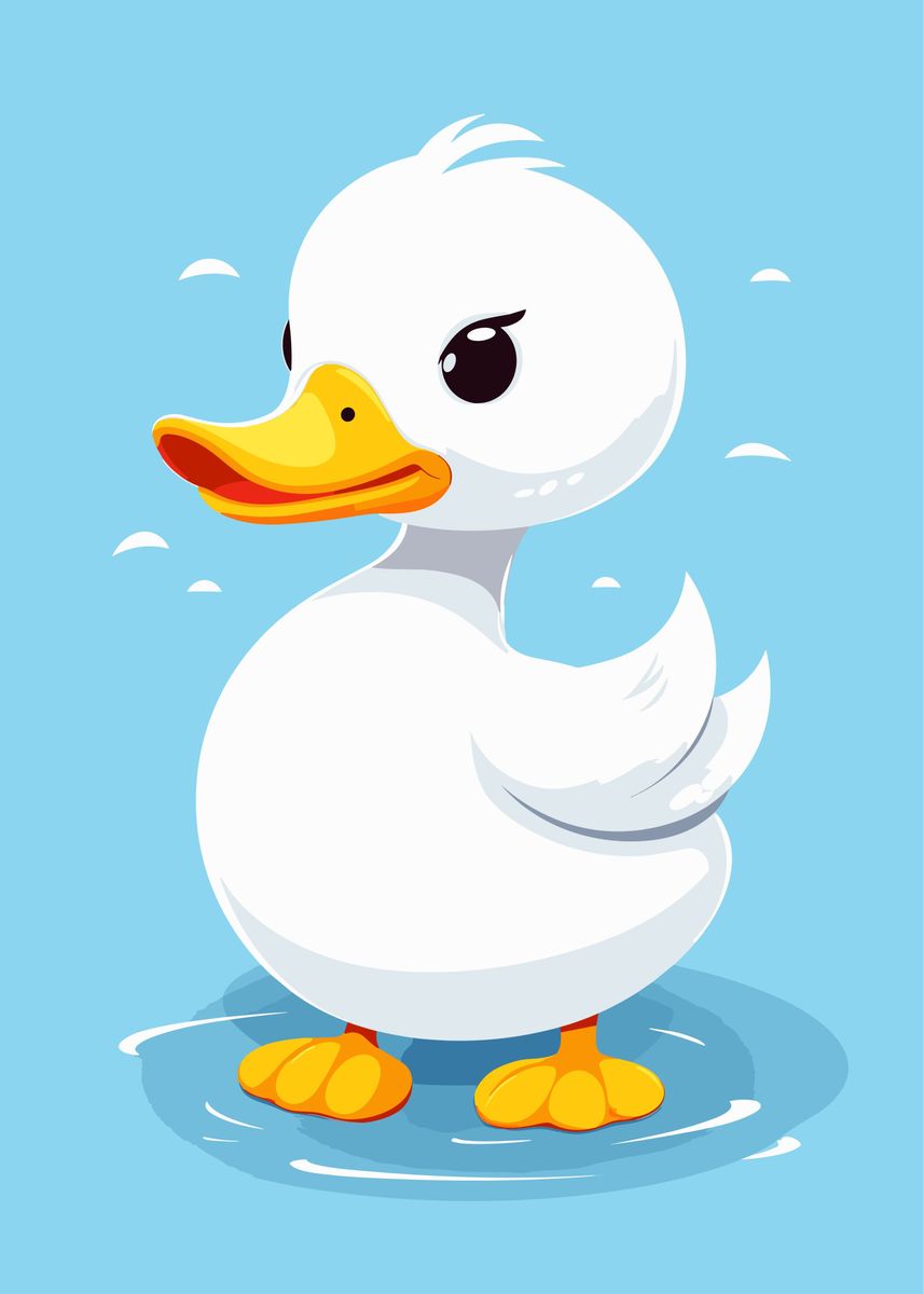 'Cute Animal Duck' Poster, picture, metal print, paint by Art Jiyuu ...