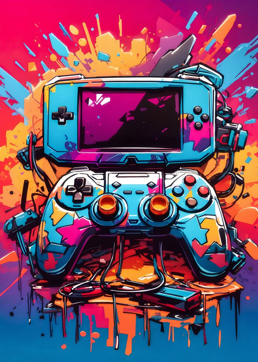 'game controller' Poster, picture, metal print, paint by Dream Reality ...