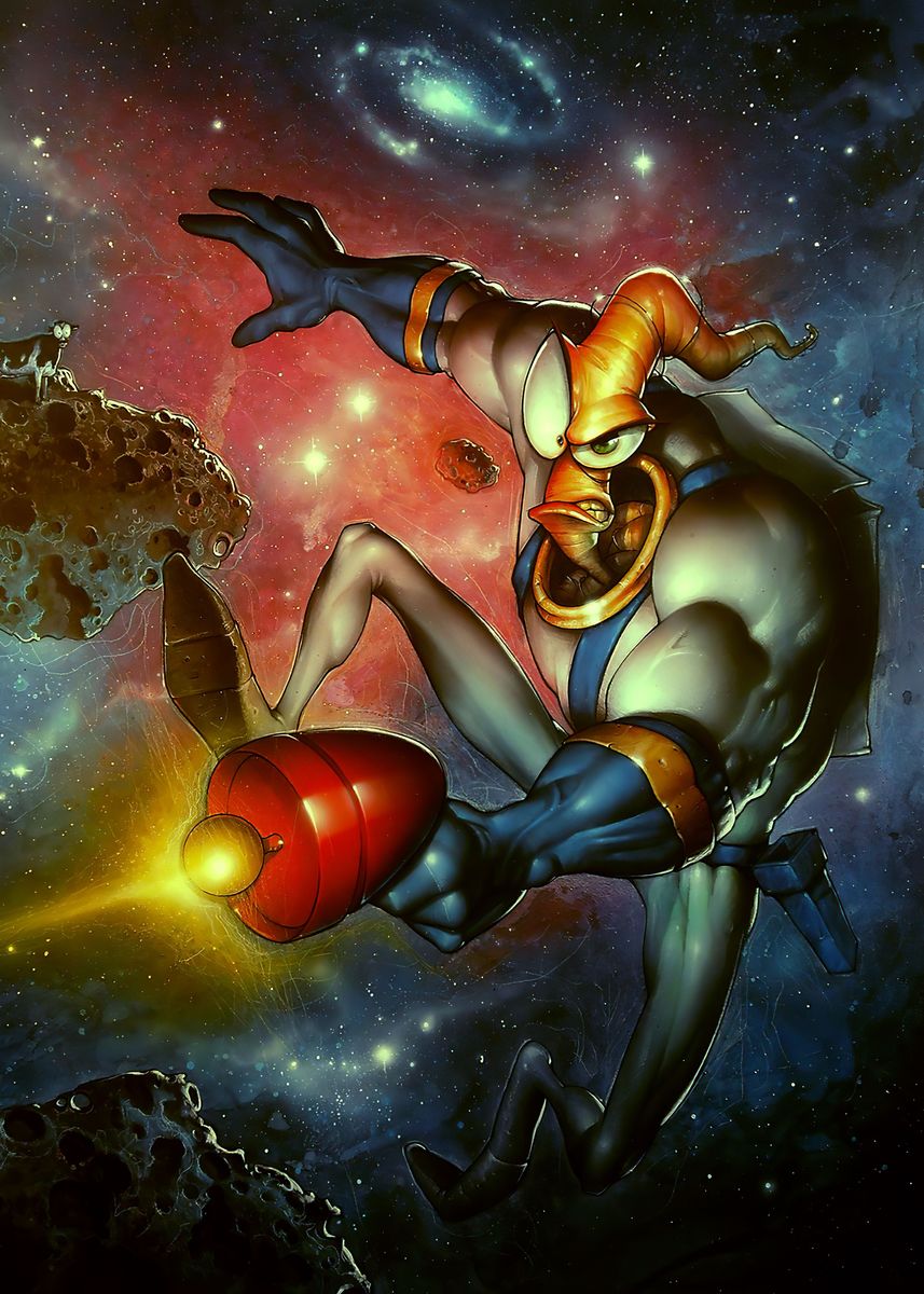 'Earthworm Jim' Poster, picture, metal print, paint by Coconut Drink ...