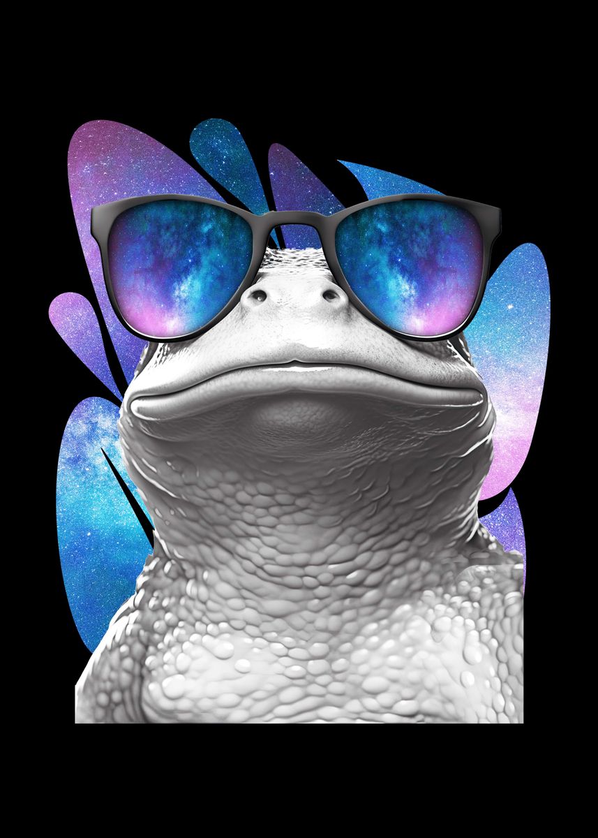 'Space Galaxy Frog Glasses' Poster, picture, metal print, paint by ...