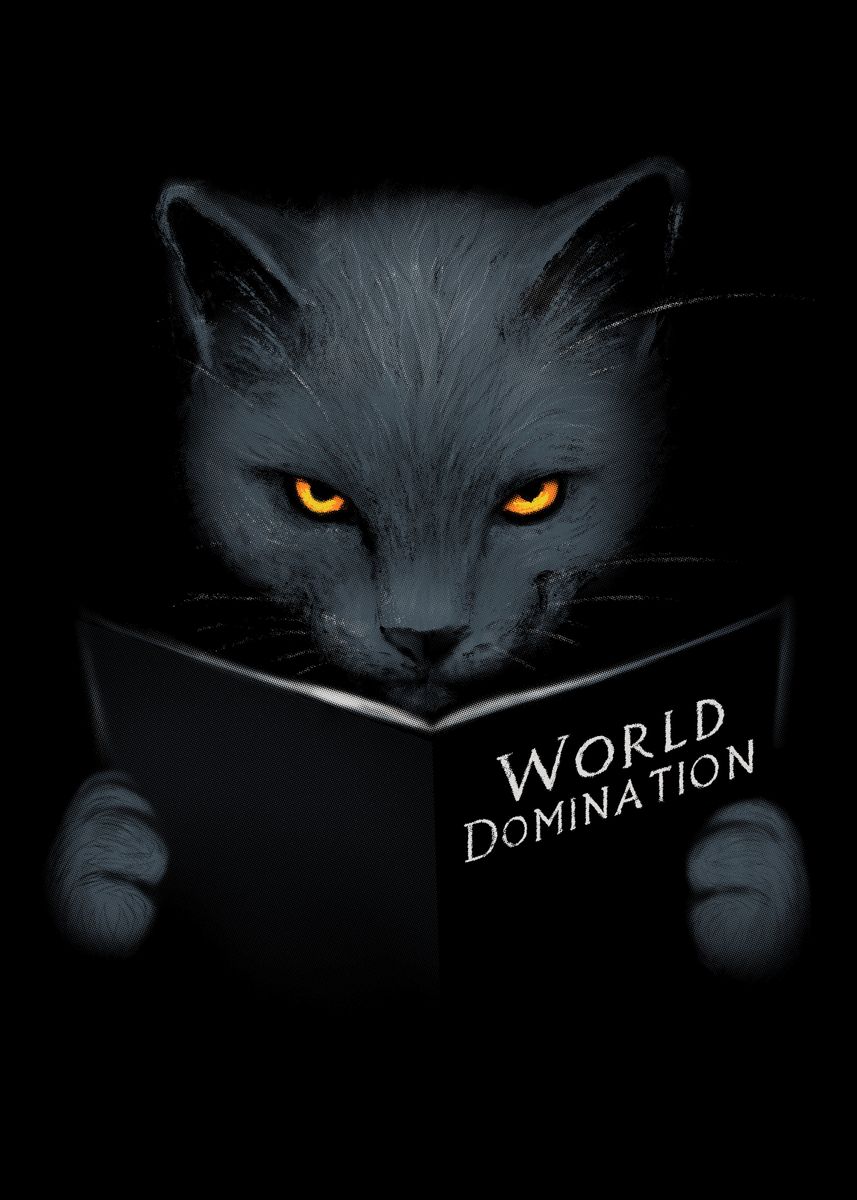 'World domination cute cat ' Poster, picture, metal print, paint by ...