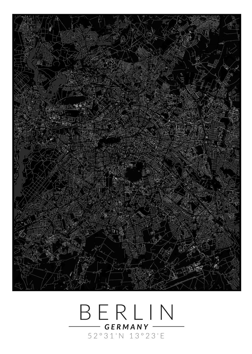 'Berlin Map' Poster, picture, metal print, paint by Posterium Wall Art ...