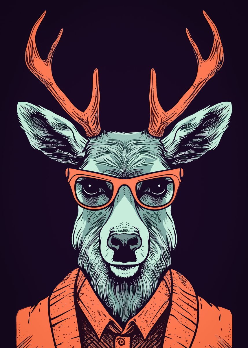 'deer funny animal' Poster, picture, metal print, paint by Anime Manga ...