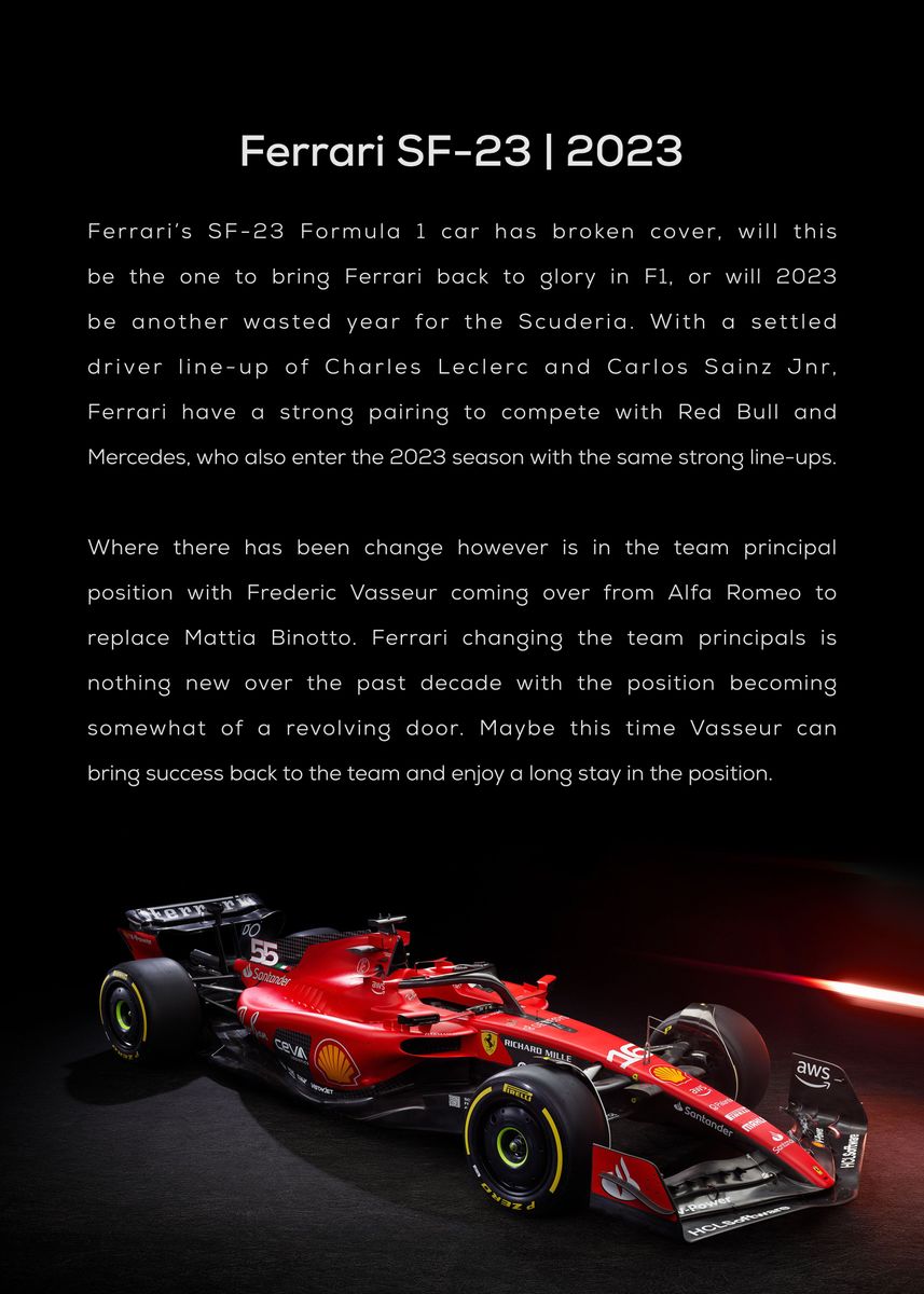 'Ferrari SF23 2023' Poster by uart space | Displate