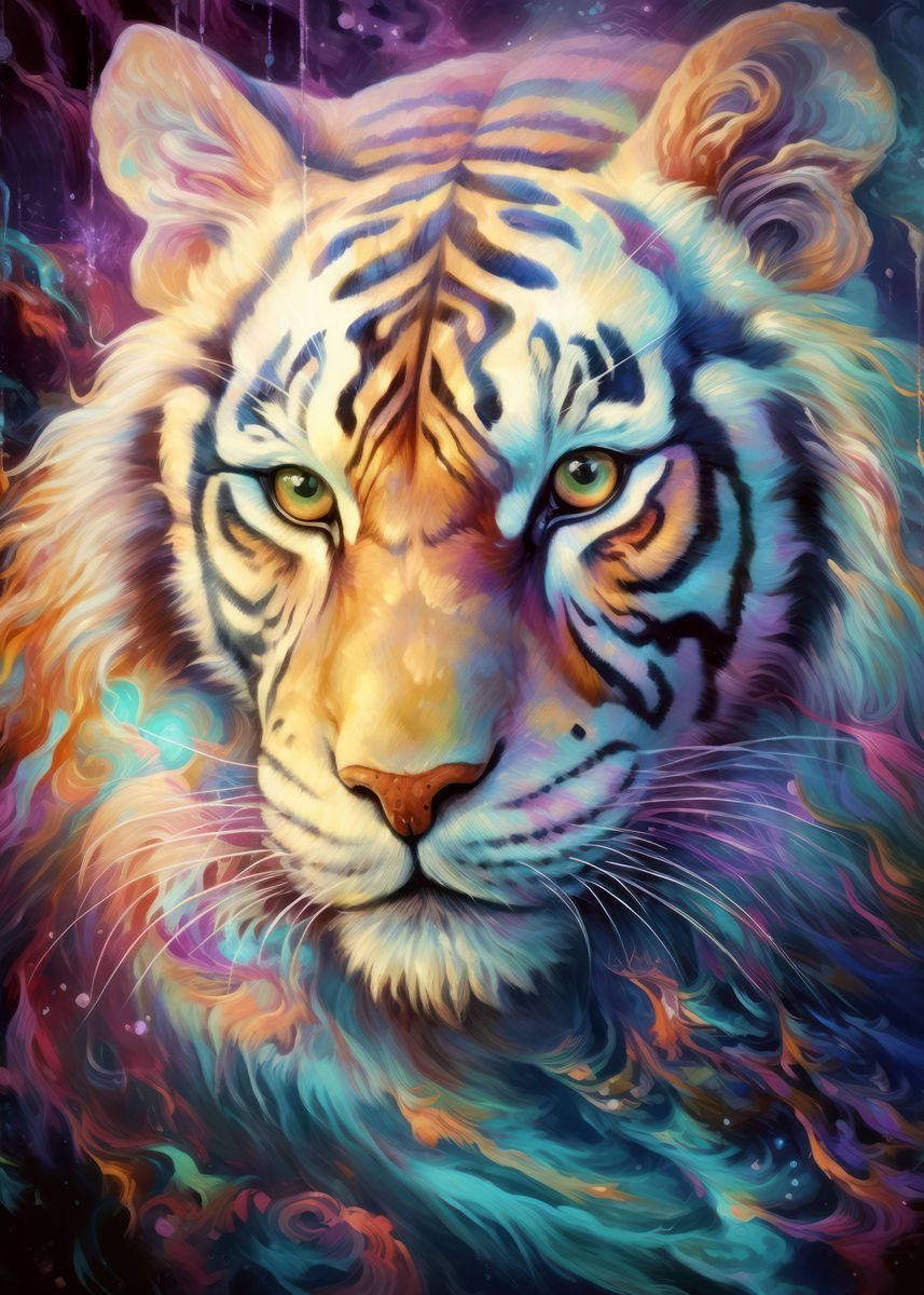 'Magical Tiger' Poster, picture, metal print, paint by Dolphins ...