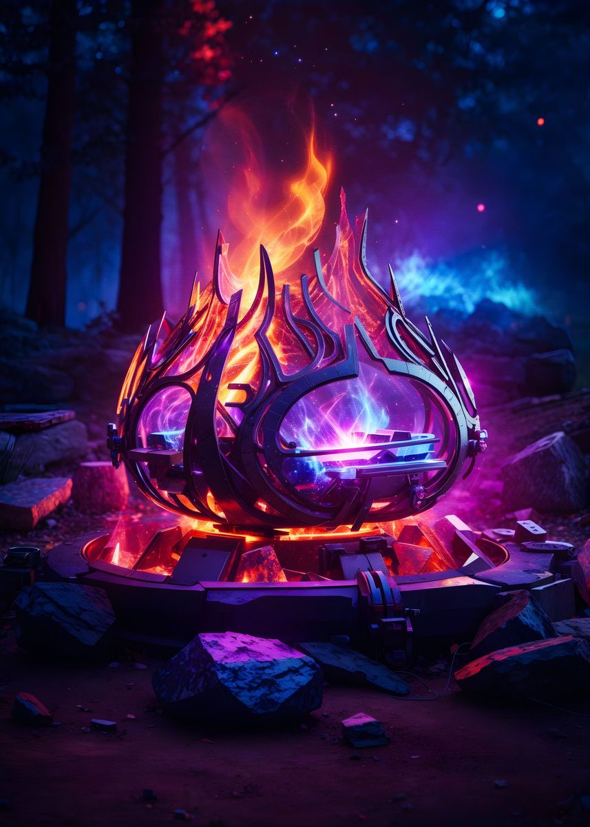 'Cosmic fire' Poster, picture, metal print, paint by Dream Reality ...