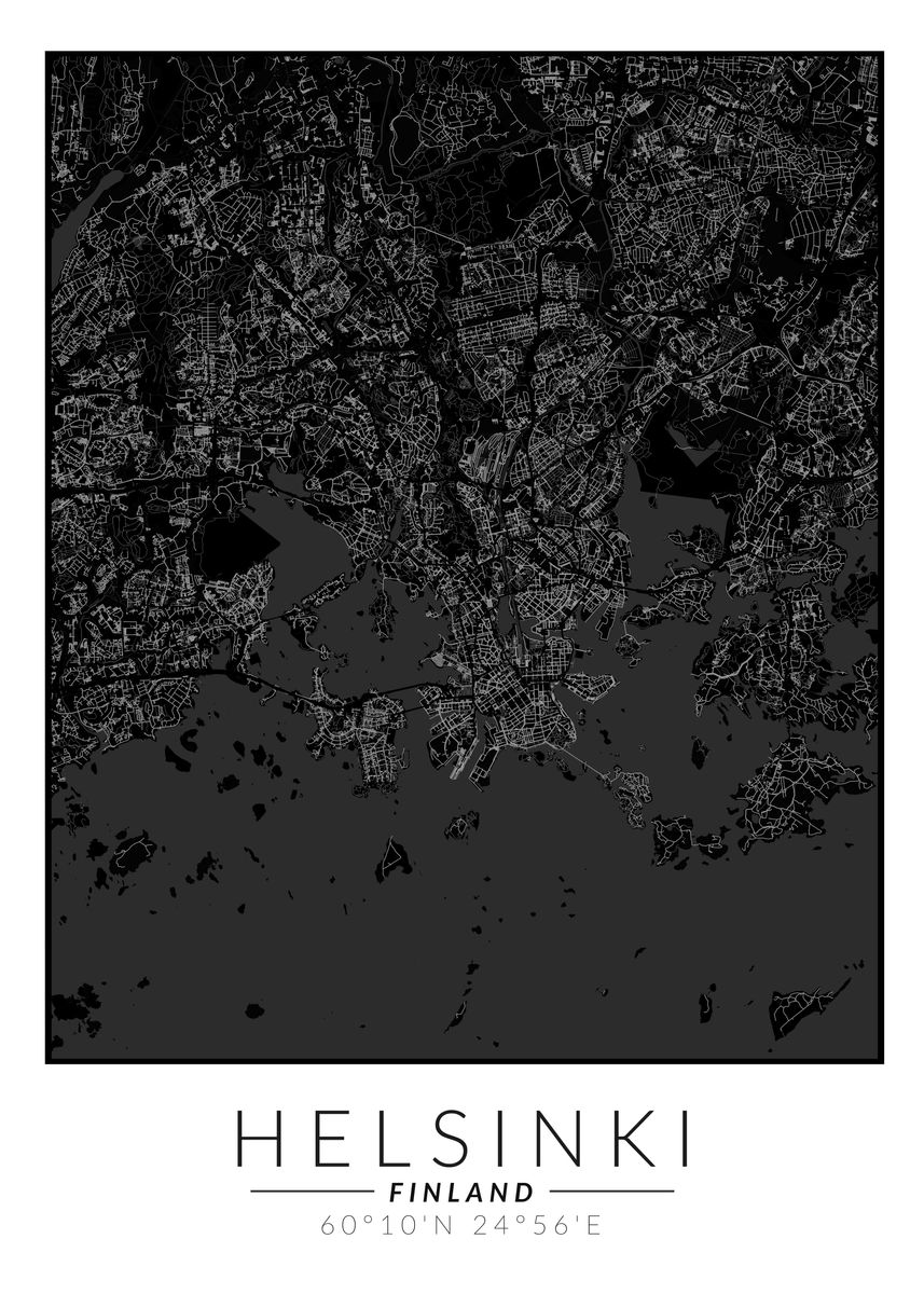 'Helsinki Map' Poster, picture, metal print, paint by Posterium Wall ...