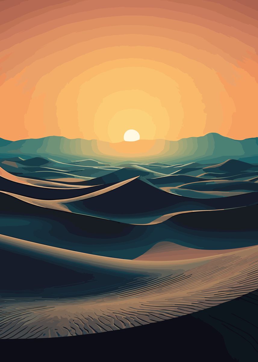 'Desert Dune Sunset' Poster, picture, metal print, paint by Wall Art ...