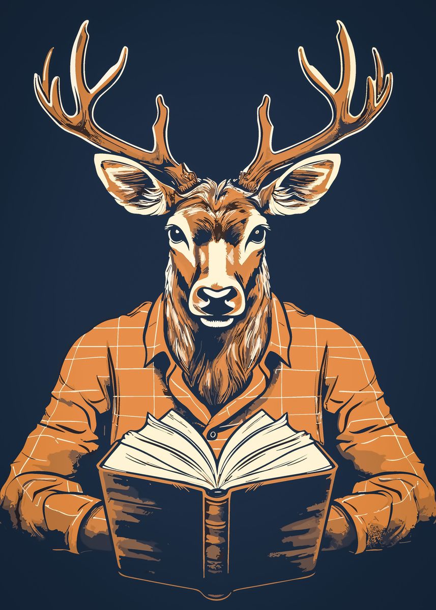 'deer funny animal' Poster, picture, metal print, paint by Anime Manga ...