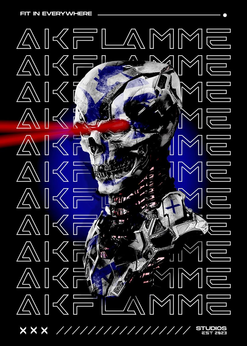 'skull machine' Poster, picture, metal print, paint by Huevel | Displate