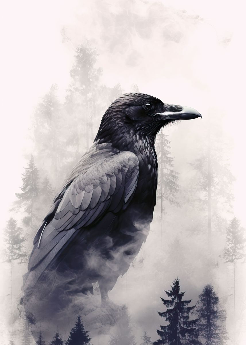 'Raven Forest' Poster, picture, metal print, paint by DecoyDesign ...