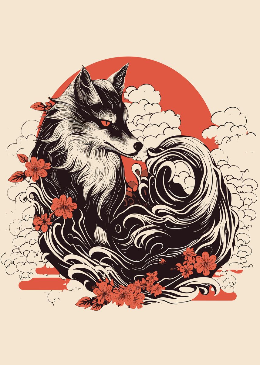 'Amaterasu Wolf ' Poster, picture, metal print, paint by Ardyce Behn ...
