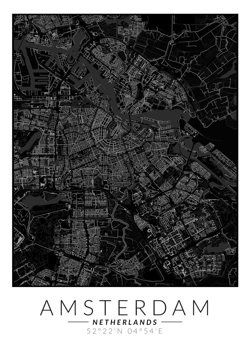 'Amsterdam Map' Poster, picture, metal print, paint by Posterium Wall ...