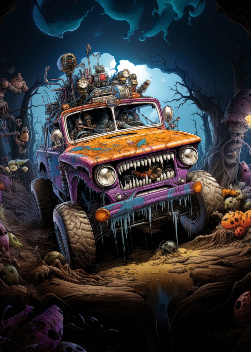 'Dystopian monster car v1' Poster by Displate Master | Displate