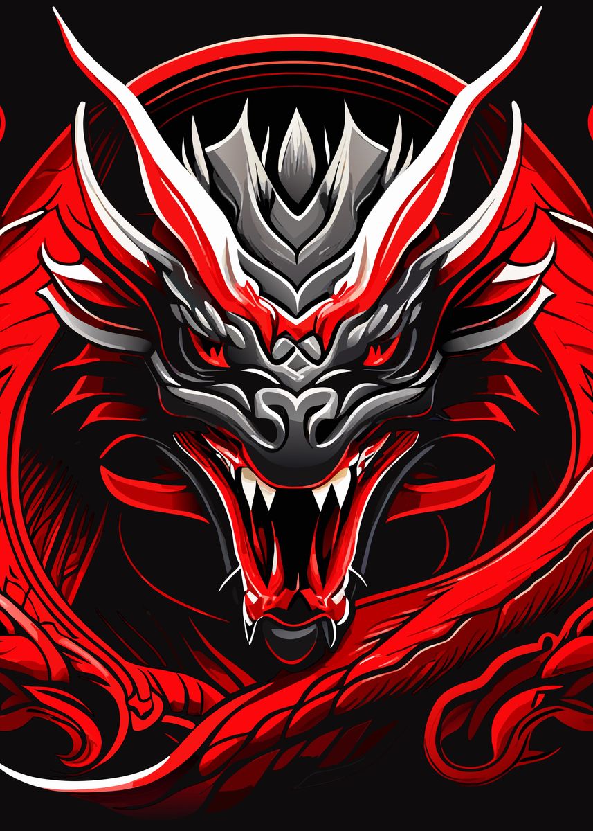 'Red Fantasy Dragon' Poster, picture, metal print, paint by crbn design ...