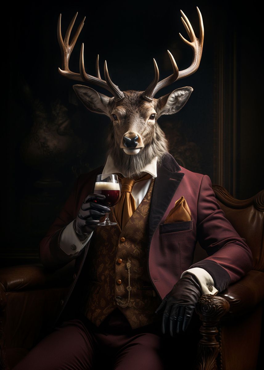 'Elegant Elk' Poster, picture, metal print, paint by Notorious ...