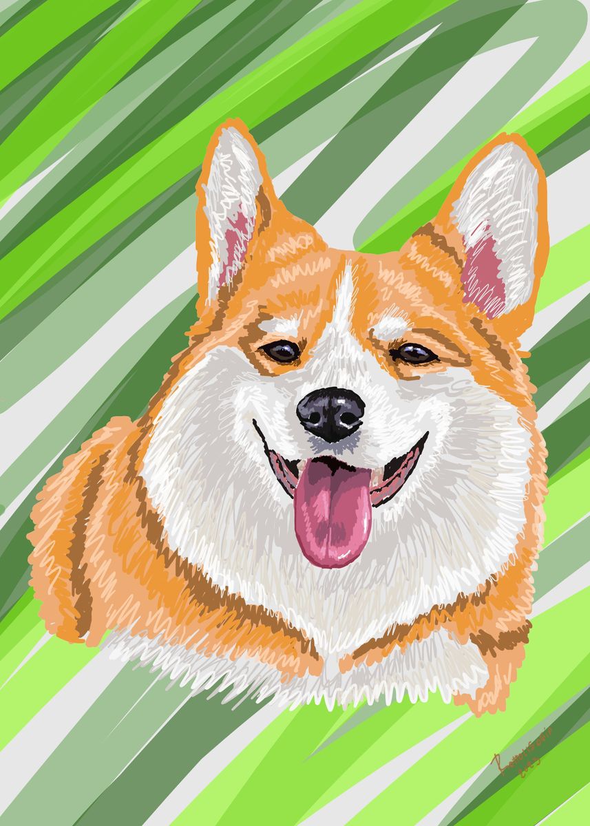 'Corgi fan lovely dog' Poster, picture, metal print, paint by Sofìa ...