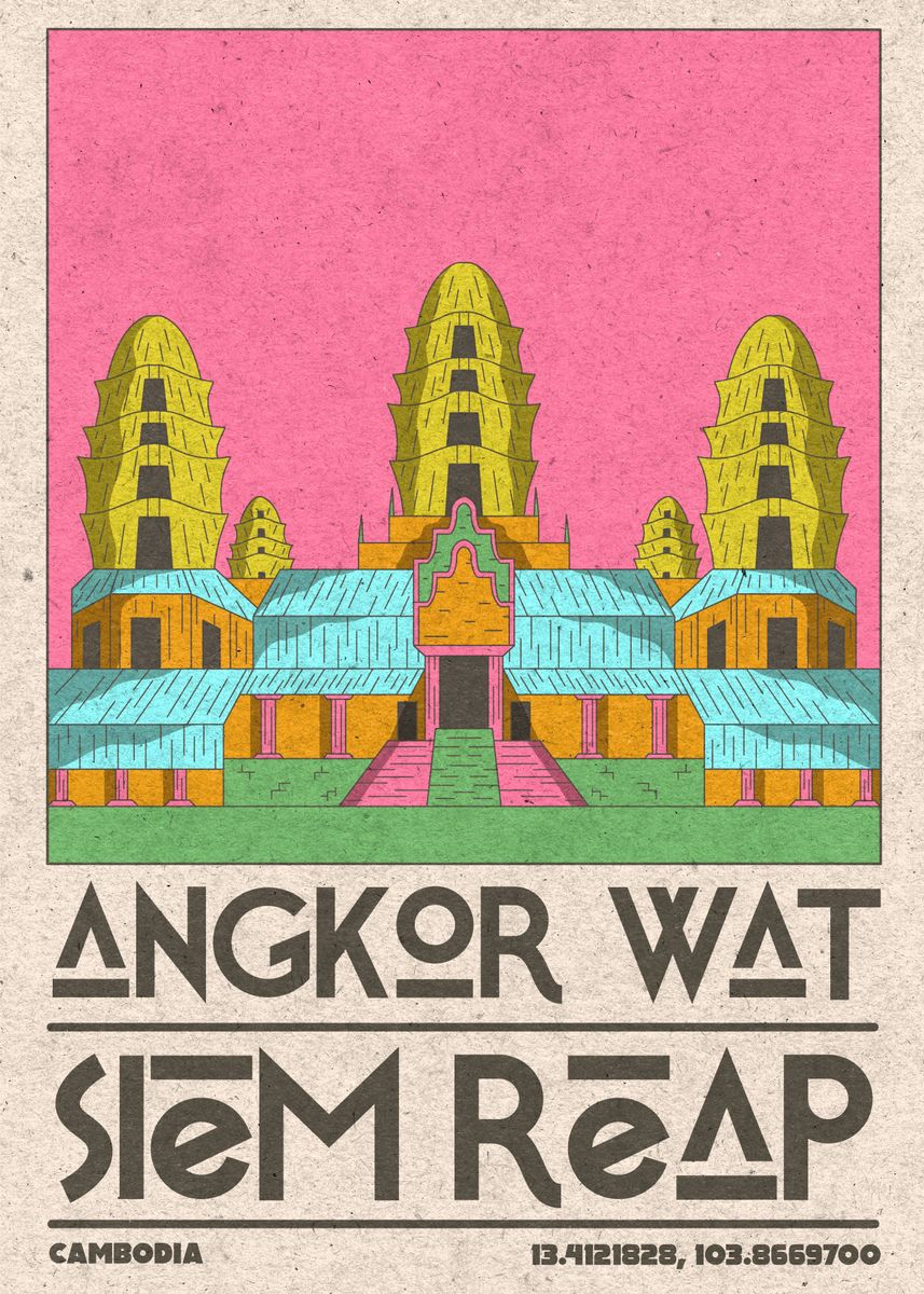 'Angkor Wat Siem Reap' Poster, picture, metal print, paint by Jake ...