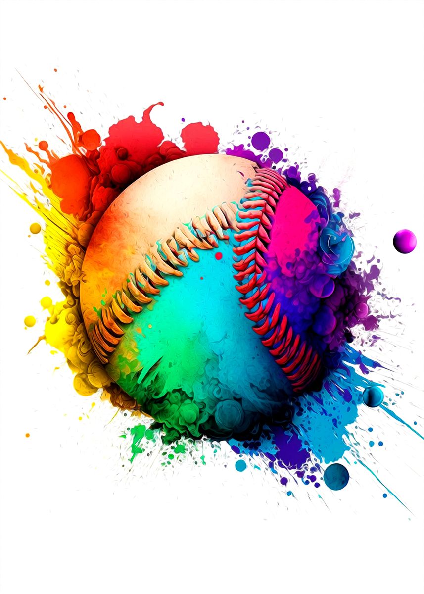 'Colorful Baseball' Poster, picture, metal print, paint by Annie Mcman ...