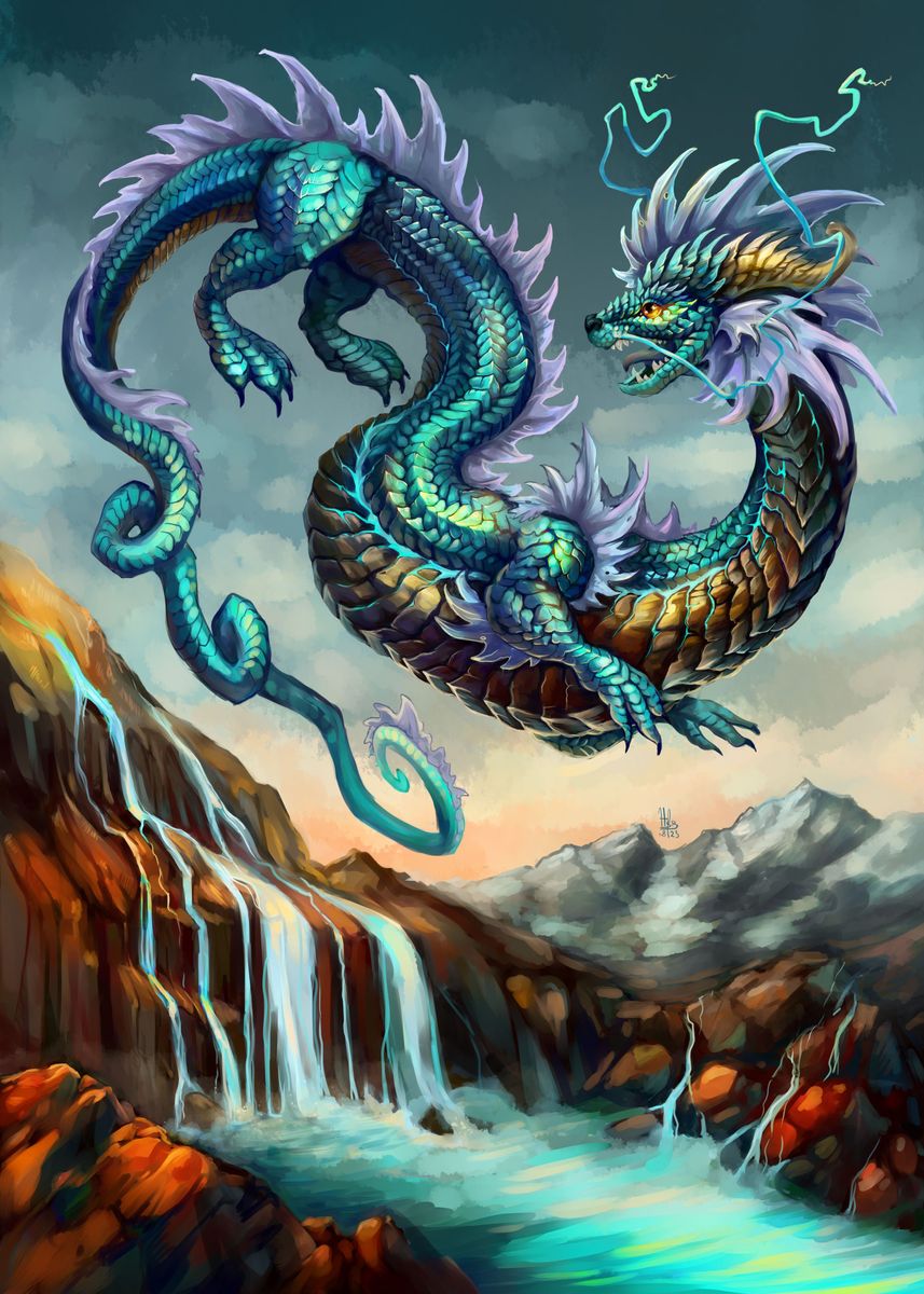 'Water elemental dragon' Poster, picture, metal print, paint by Hana ...