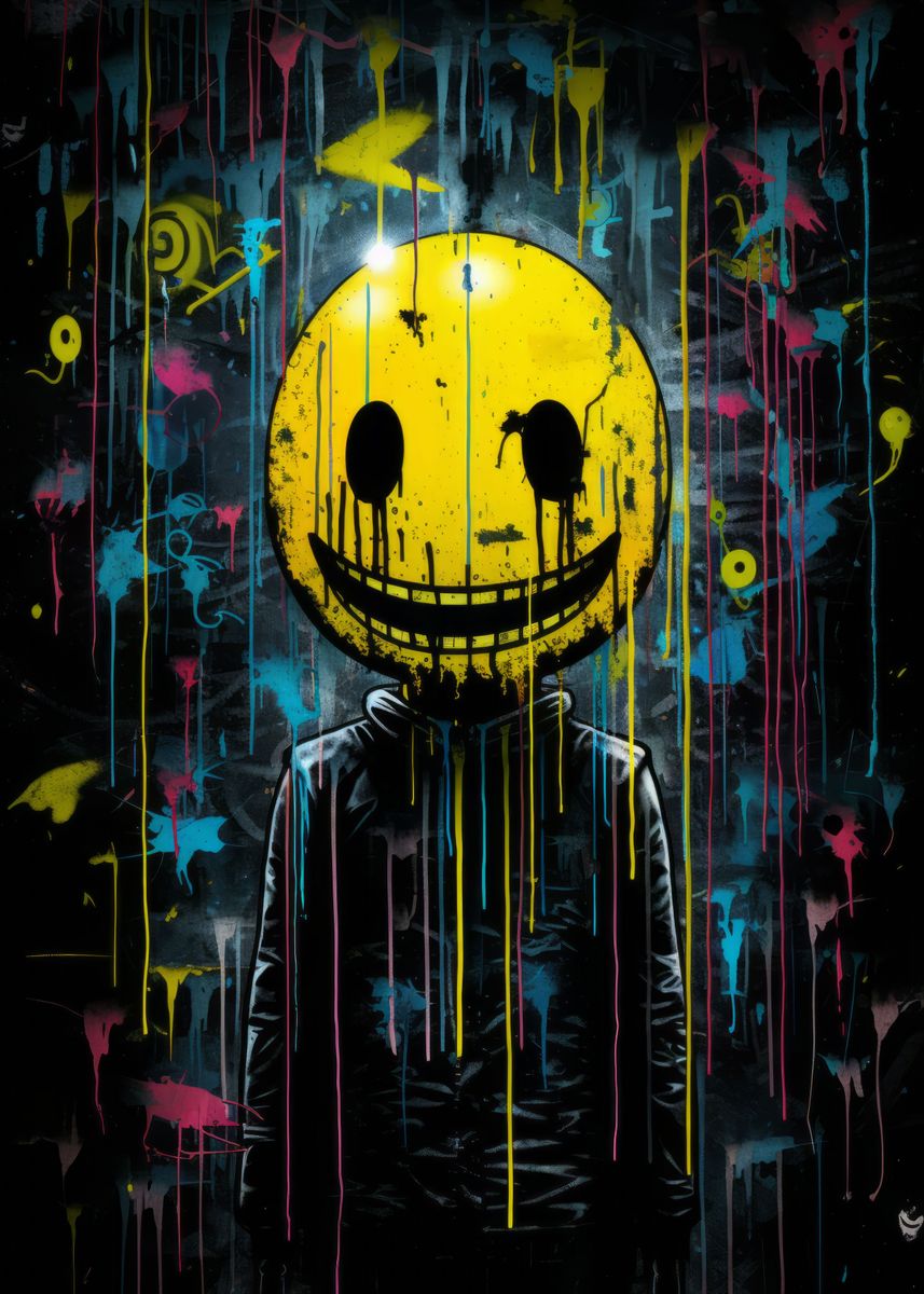 'Scary Smiley Face v1' Poster, picture, metal print, paint by Displate ...