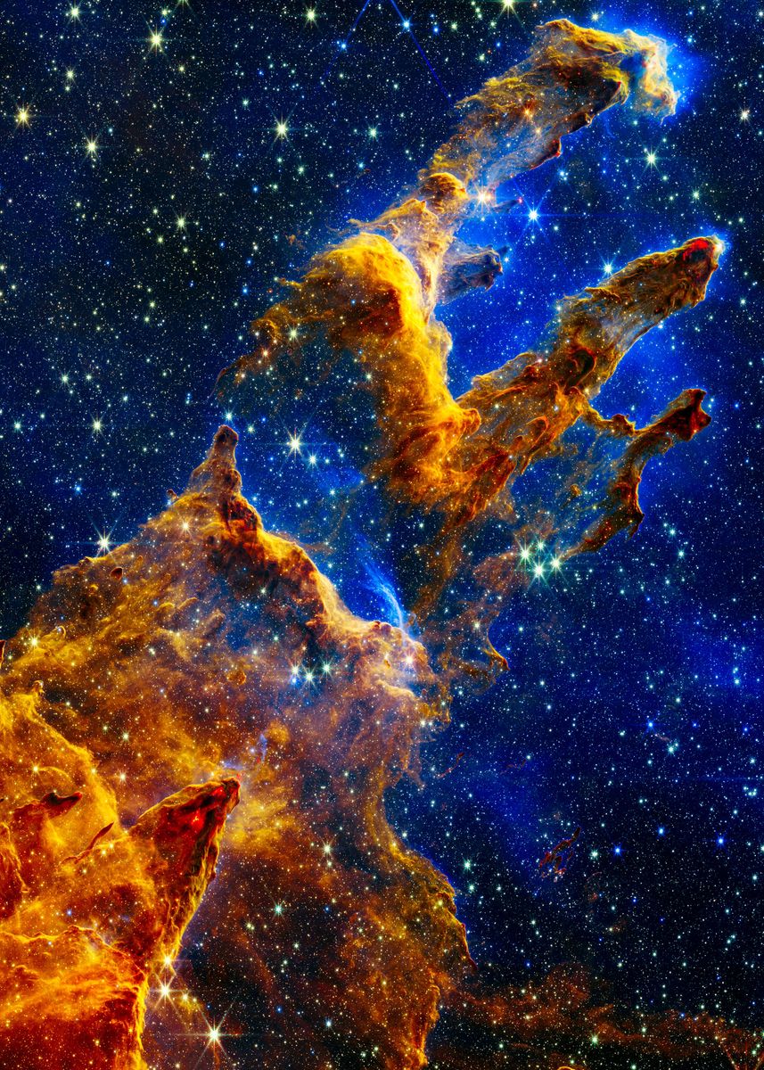'JWST Pillars of Creation' Poster, picture, metal print, paint by Head Rubble | Displate