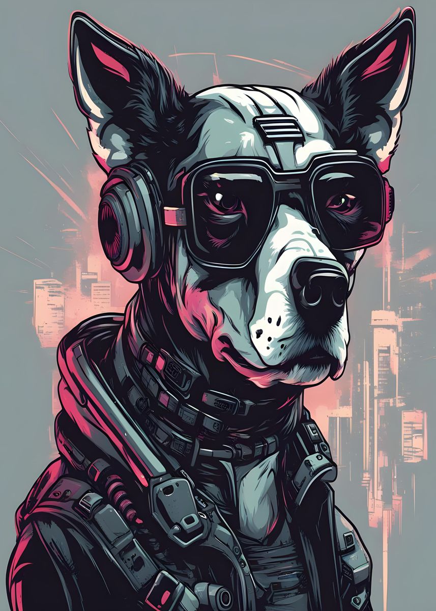 'Future Dog' Poster, picture, metal print, paint by Dominustheus | Displate