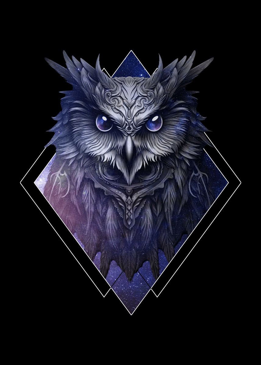 'Celestial Space Owl' Poster, picture, metal print, paint by BestPrints ...