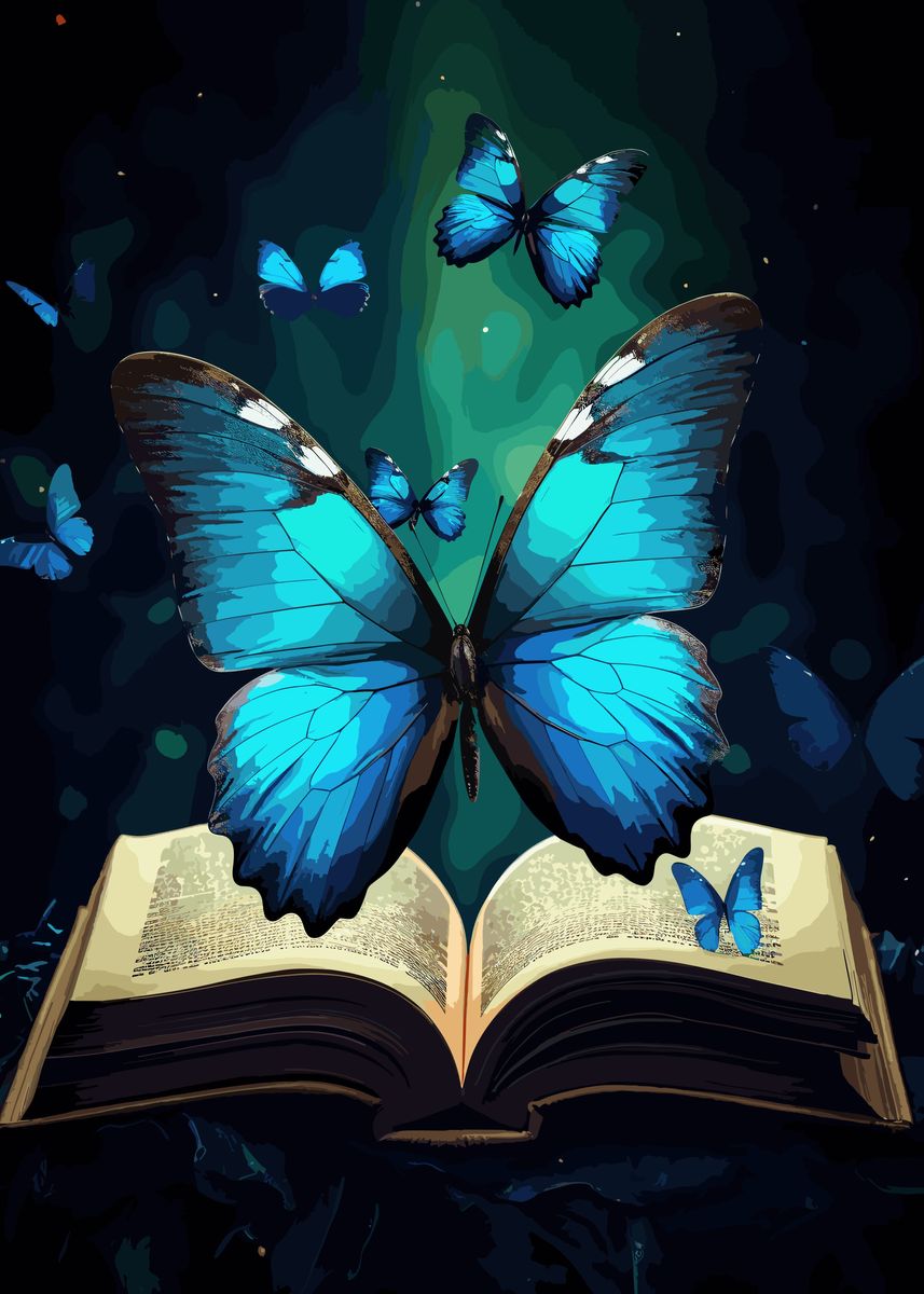 'Butterfly Books Magical' Poster, picture, metal print, paint by CHRIS ...