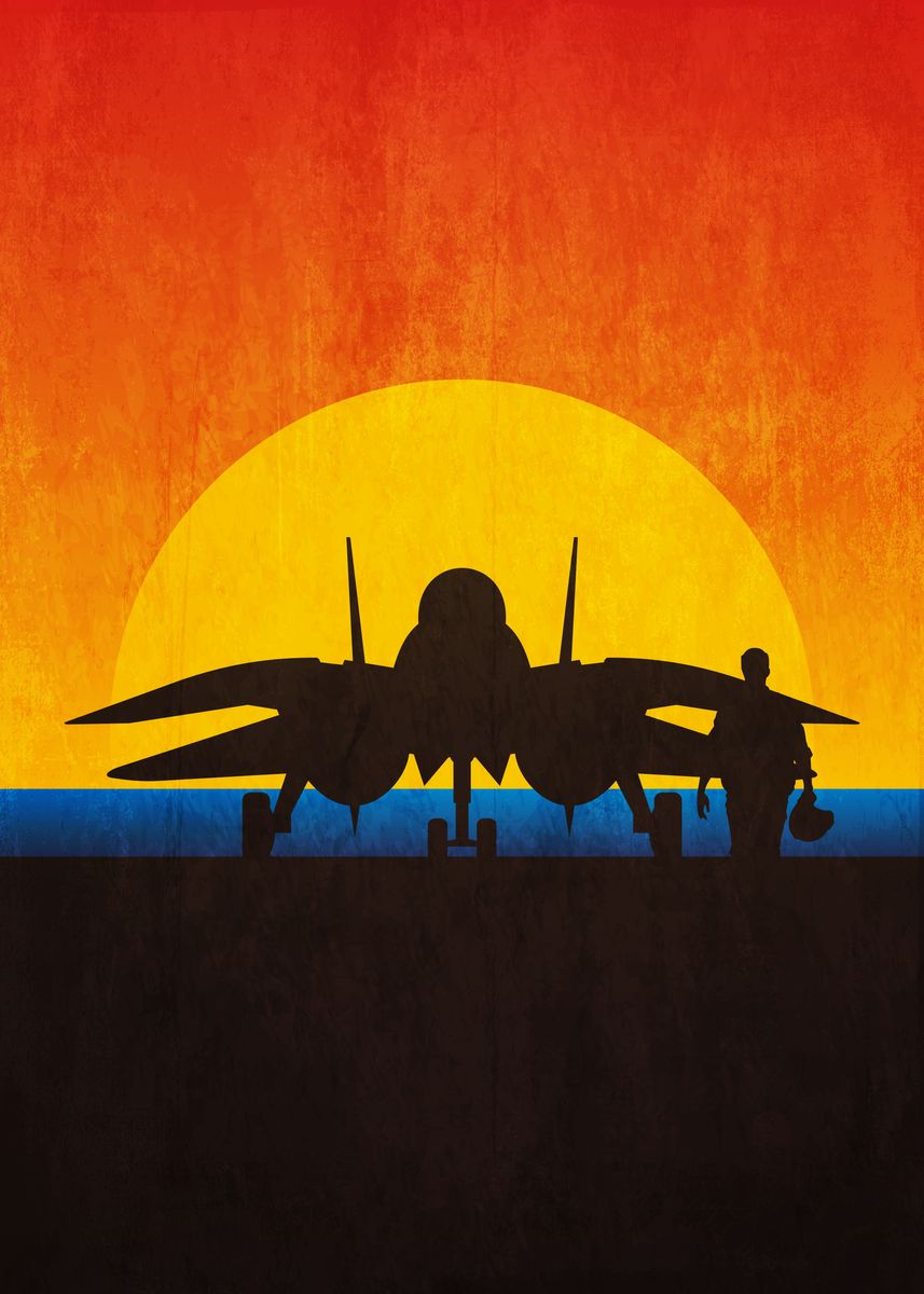 'F14 on Sunset' Poster, picture, metal print, paint by Kunyah | Displate