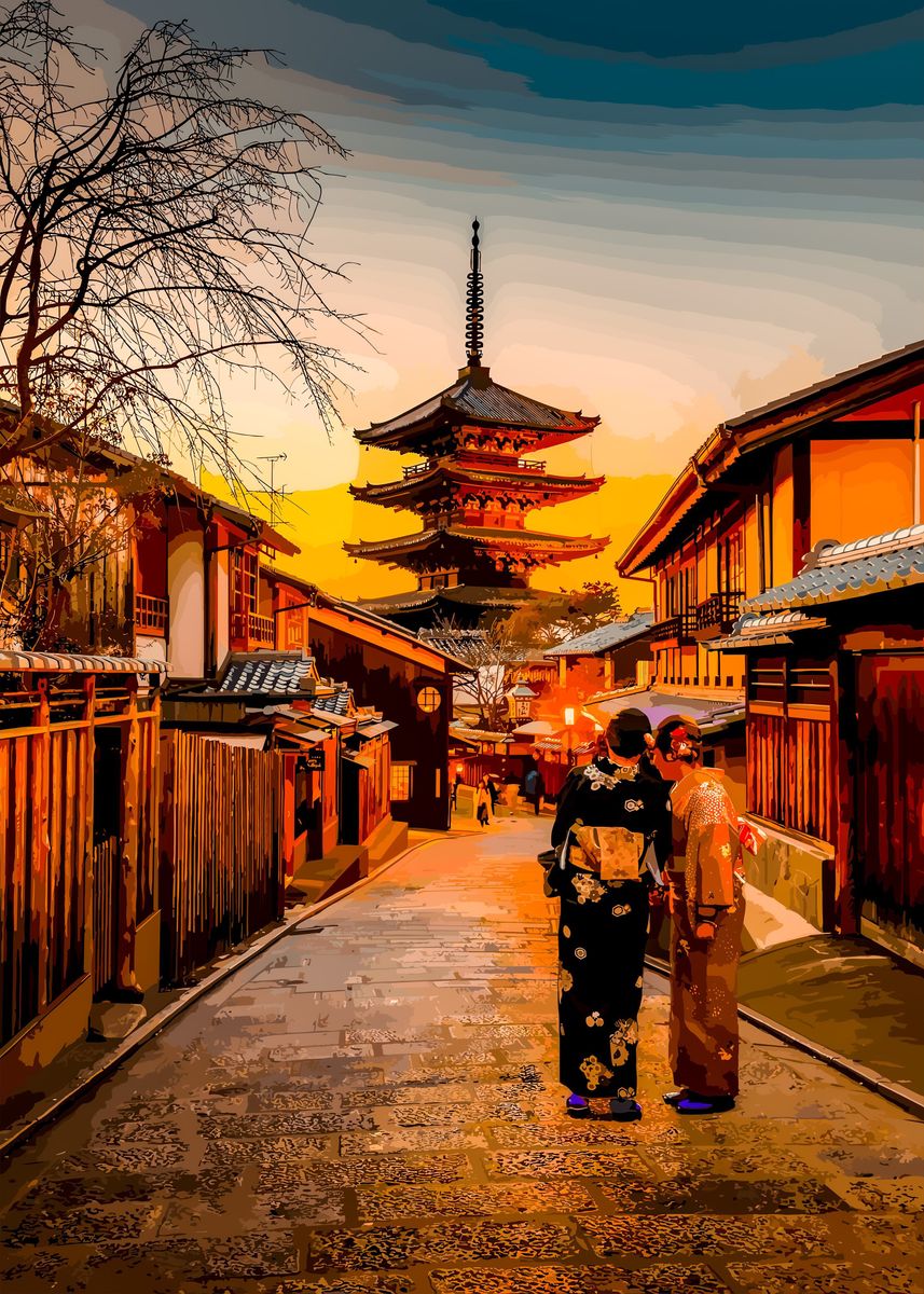 'Temple Street' Poster, picture, metal print, paint by Brandon Trust ...