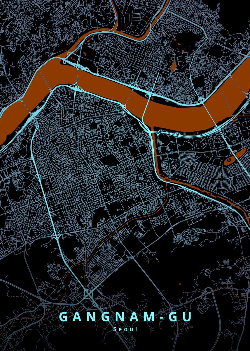 'Gangnam gu ' Poster, picture, metal print, paint by Deeo | Displate