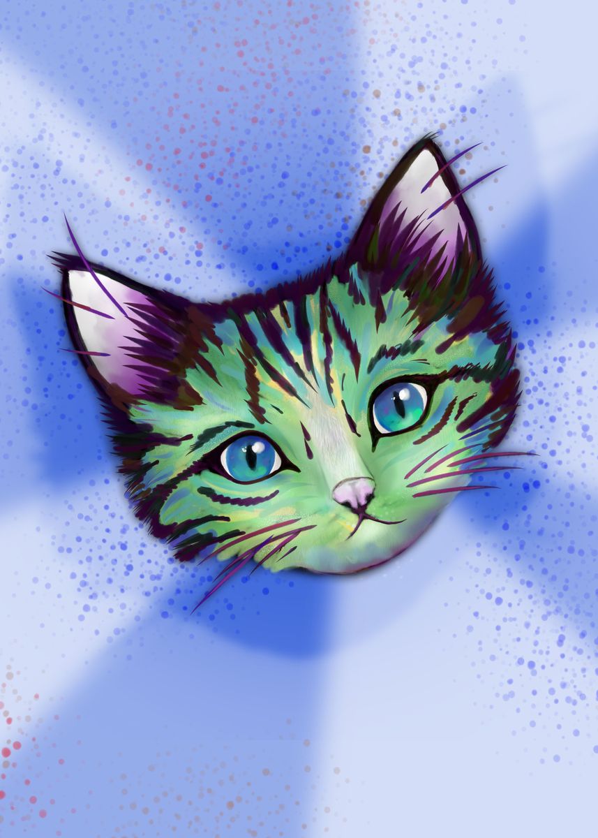 'Cats head Digital drawing' Poster, picture, metal print, paint by ...