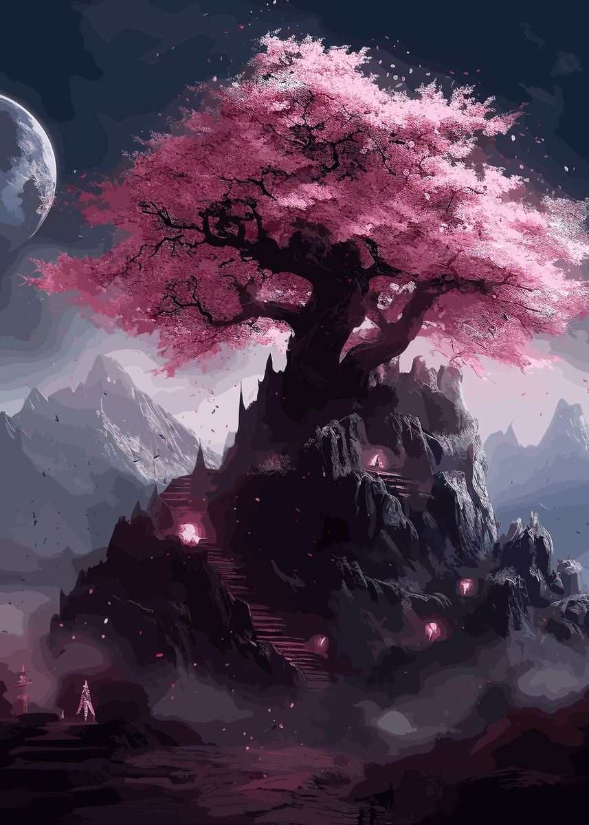 'Magical Sakura' Poster, picture, metal print, paint by Ali Jane | Displate