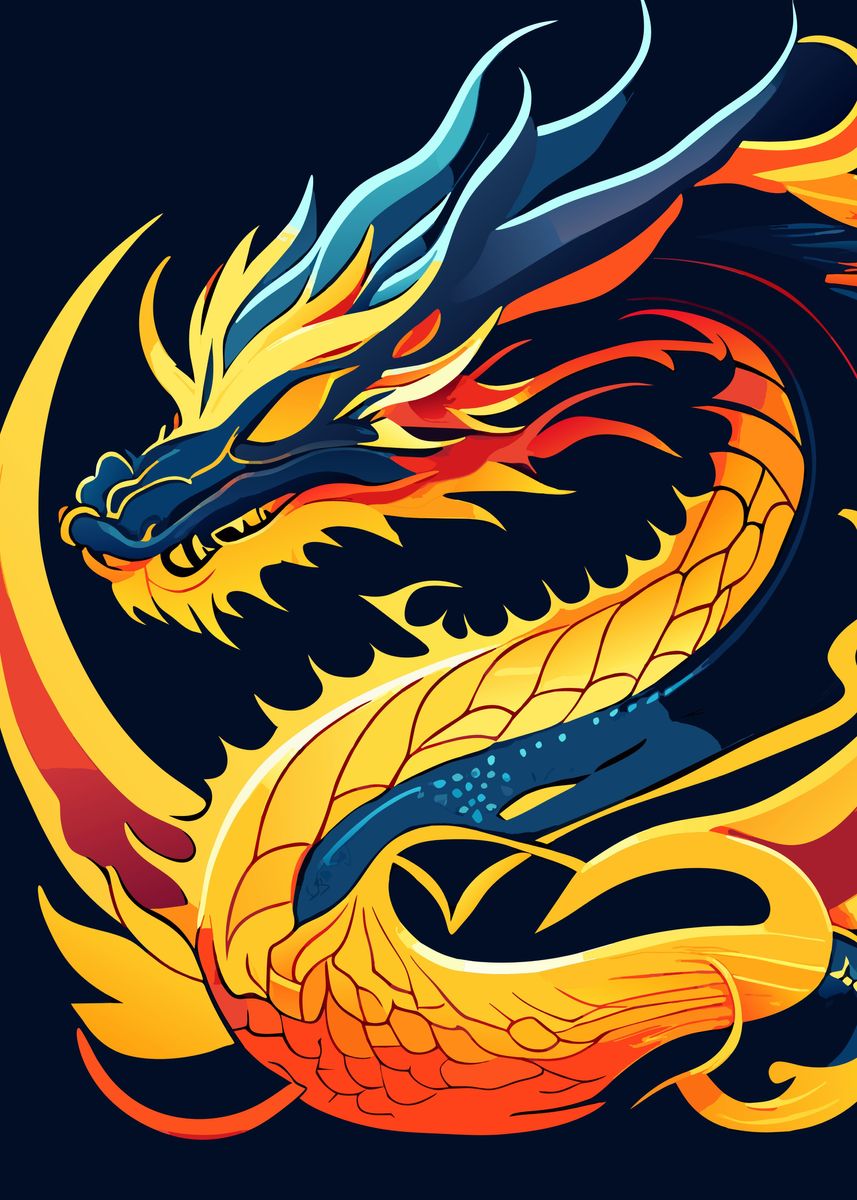 'Golden Dragon' Poster, picture, metal print, paint by crbn design ...