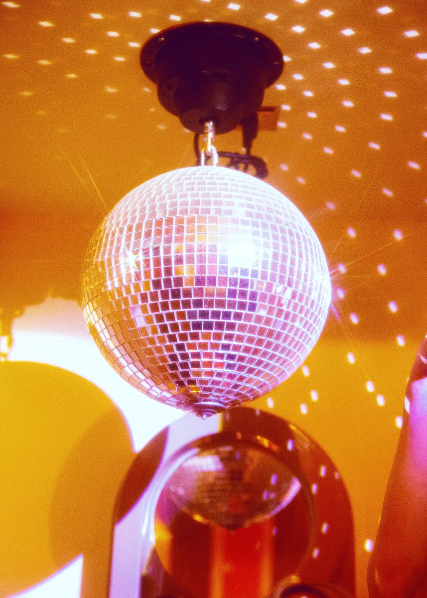 'Groovy Yellow Disco Ball' Poster, picture, metal print, paint by World ...