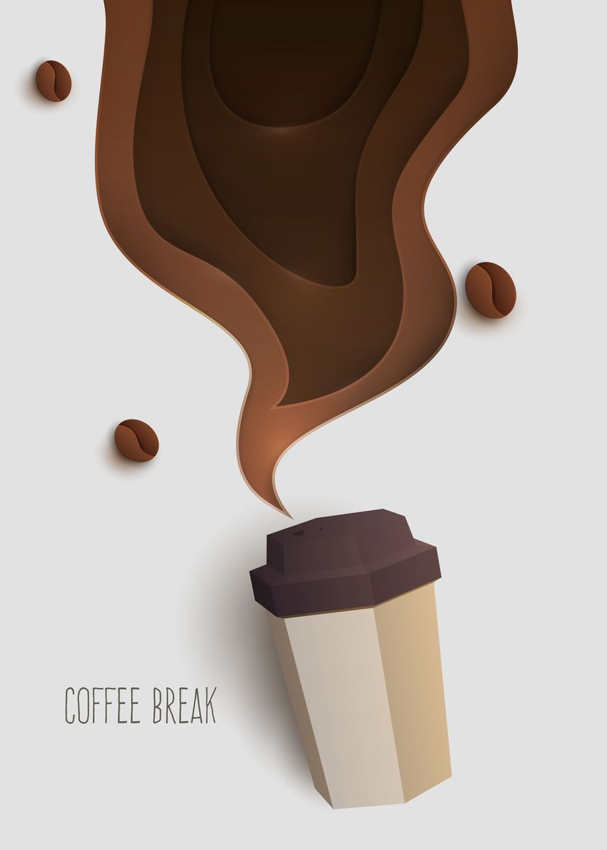 'Coffee break 3D' Poster, picture, metal print, paint by Guru ...