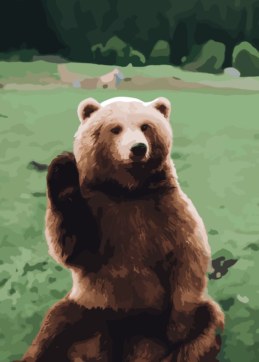 'Cute Hi Bear' Poster, picture, metal print, paint by maxdesign | Displate