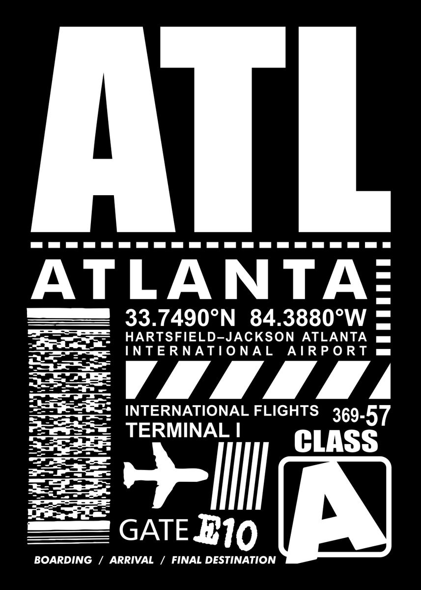 'Atlanta Airport ATL' Poster, picture, metal print, paint by ALMA ...