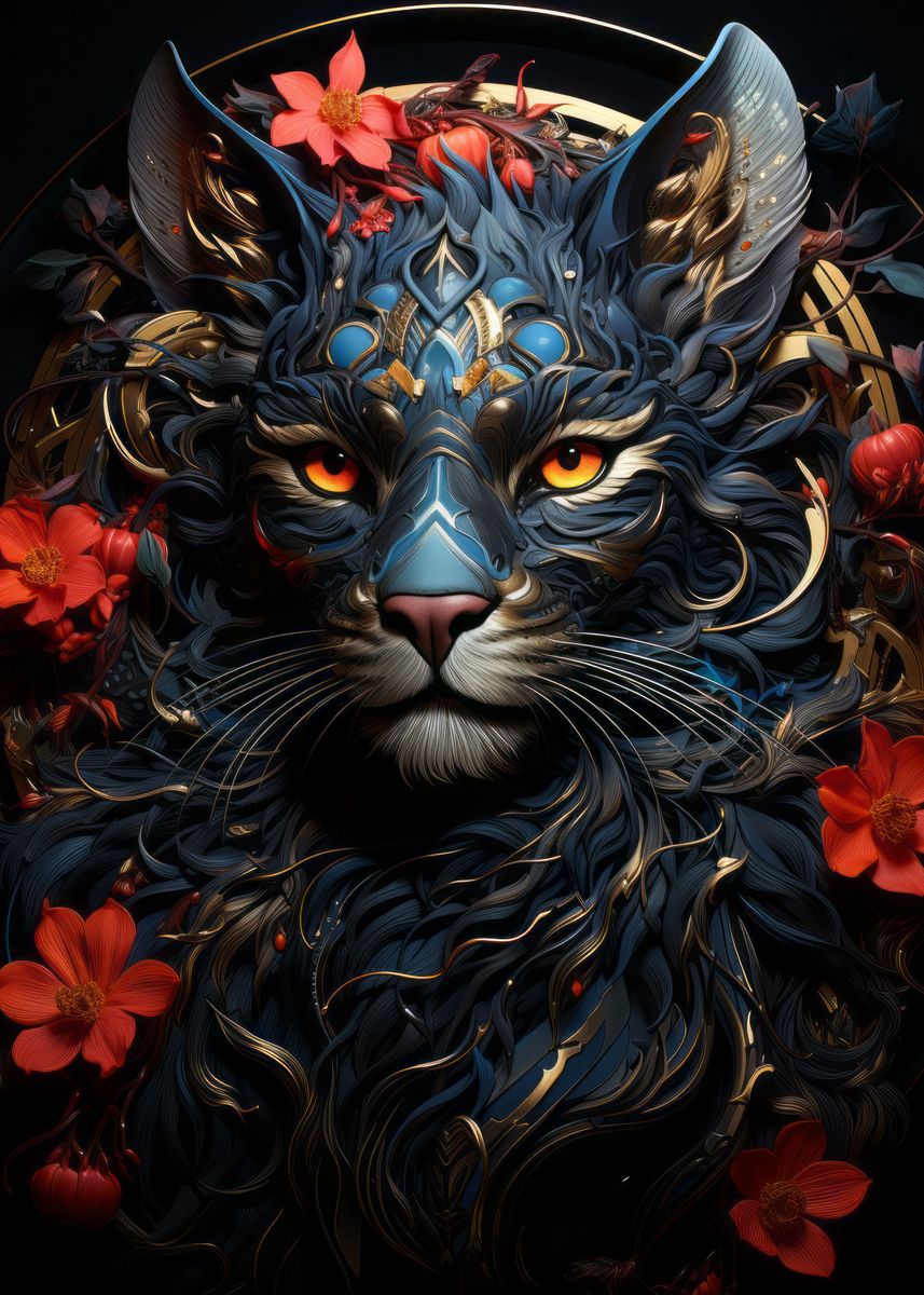 'Surreal Cat' Poster, picture, metal print, paint by Displate Master | Displate