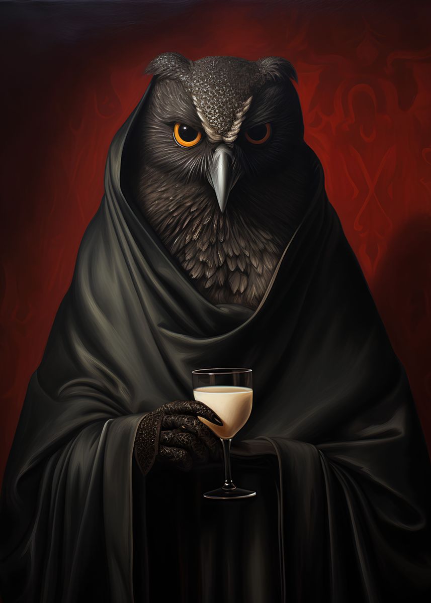 'owl in black robe' Poster, picture, metal print, paint by Beautiful ...