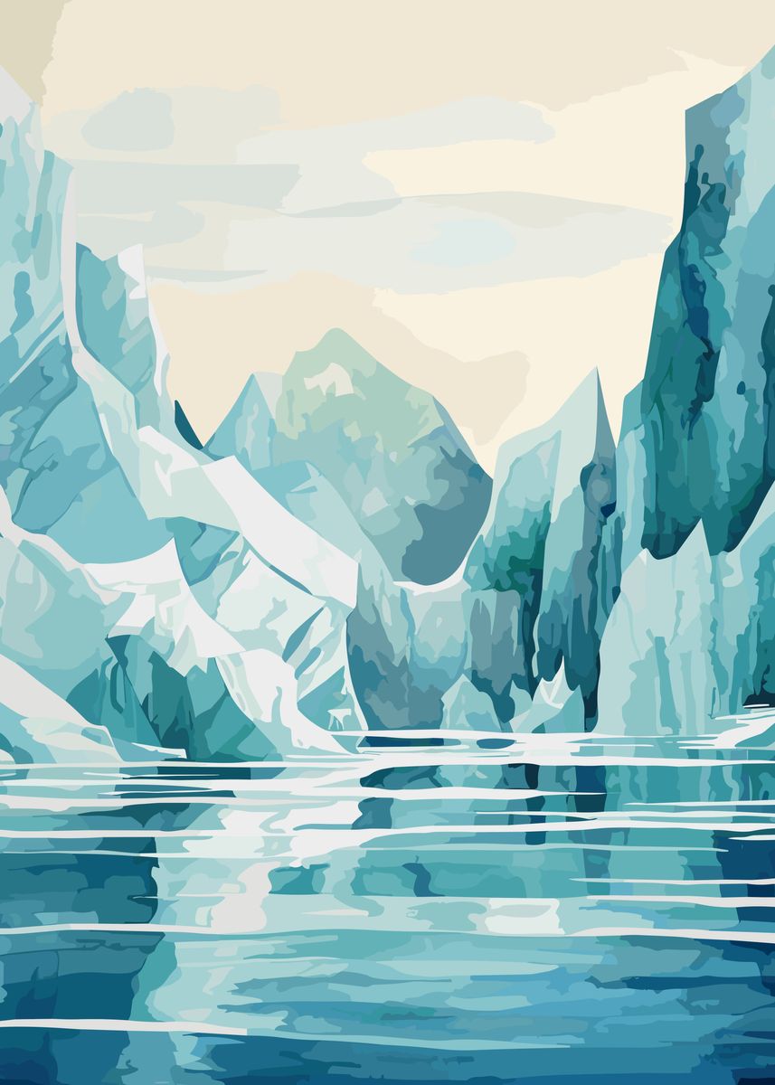 'Arctic Ocean Icebergs' Poster, picture, metal print, paint by Wall Art ...