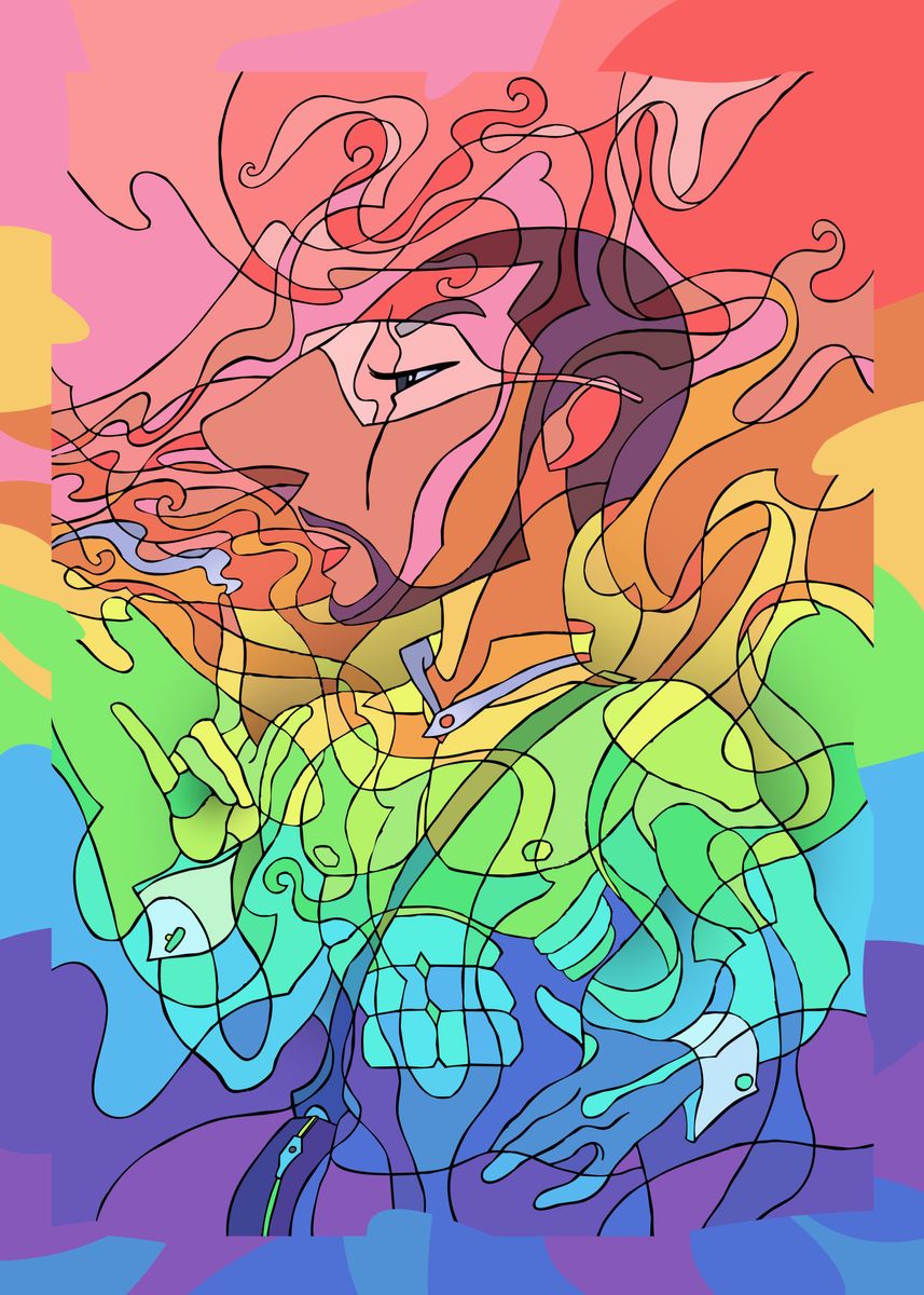 'Rainbow man' Poster, picture, metal print, paint by Jatuchoti ...