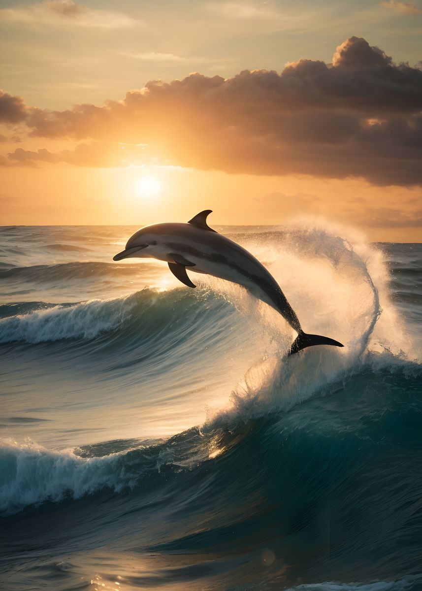 'Dolphin of the Sunset' Poster, picture, metal print, paint by Xăm Việt ...