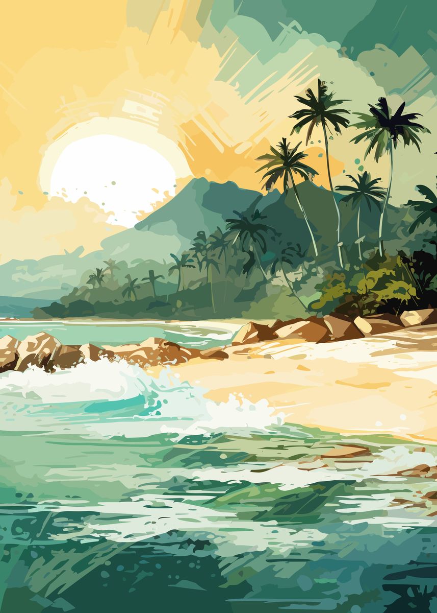 'Tropical Island Beach Sun' Poster, picture, metal print, paint by Wall ...