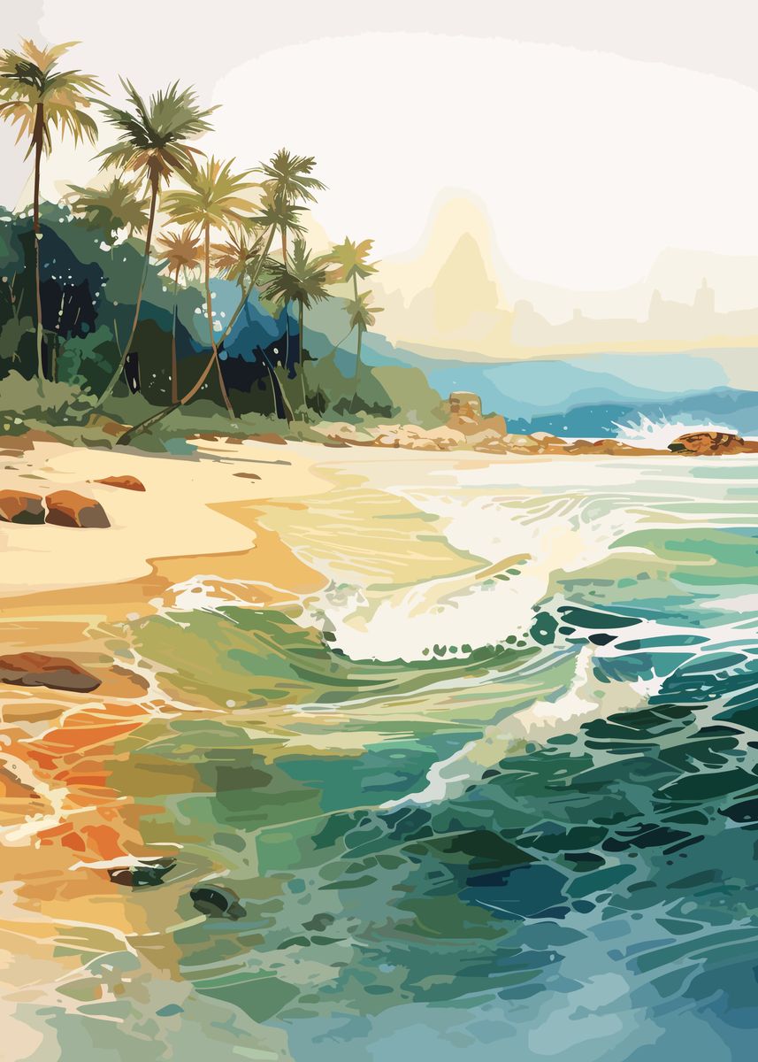 'Sandy Tropical Beach Day' Poster, picture, metal print, paint by Wall ...
