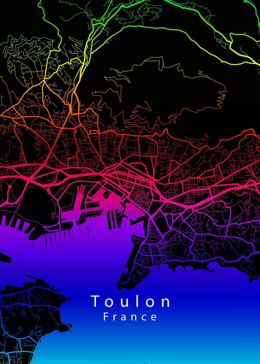 'Toulon France City Map' Poster, picture, metal print, paint by Mapique ...